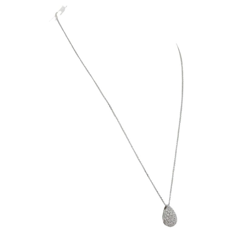 Round Brilliant Cut Diamond Teardrop Pendant / Necklace in 18K White ...