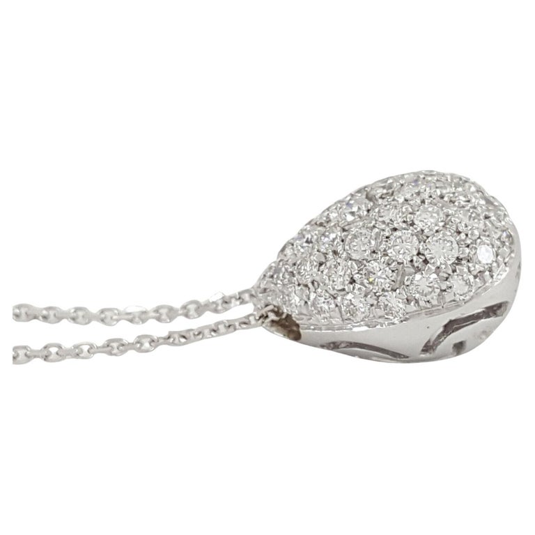 Round Brilliant Cut Diamond Teardrop Pendant / Necklace in 18K White ...