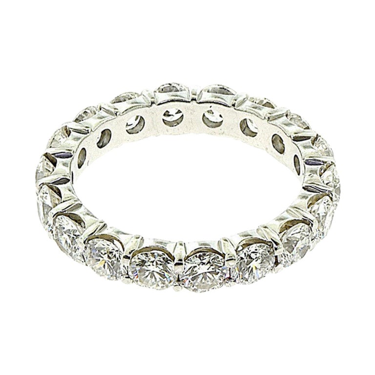 Round Brilliant Cut Full Diamond Eternity in Platinum Ring For Sale at ...