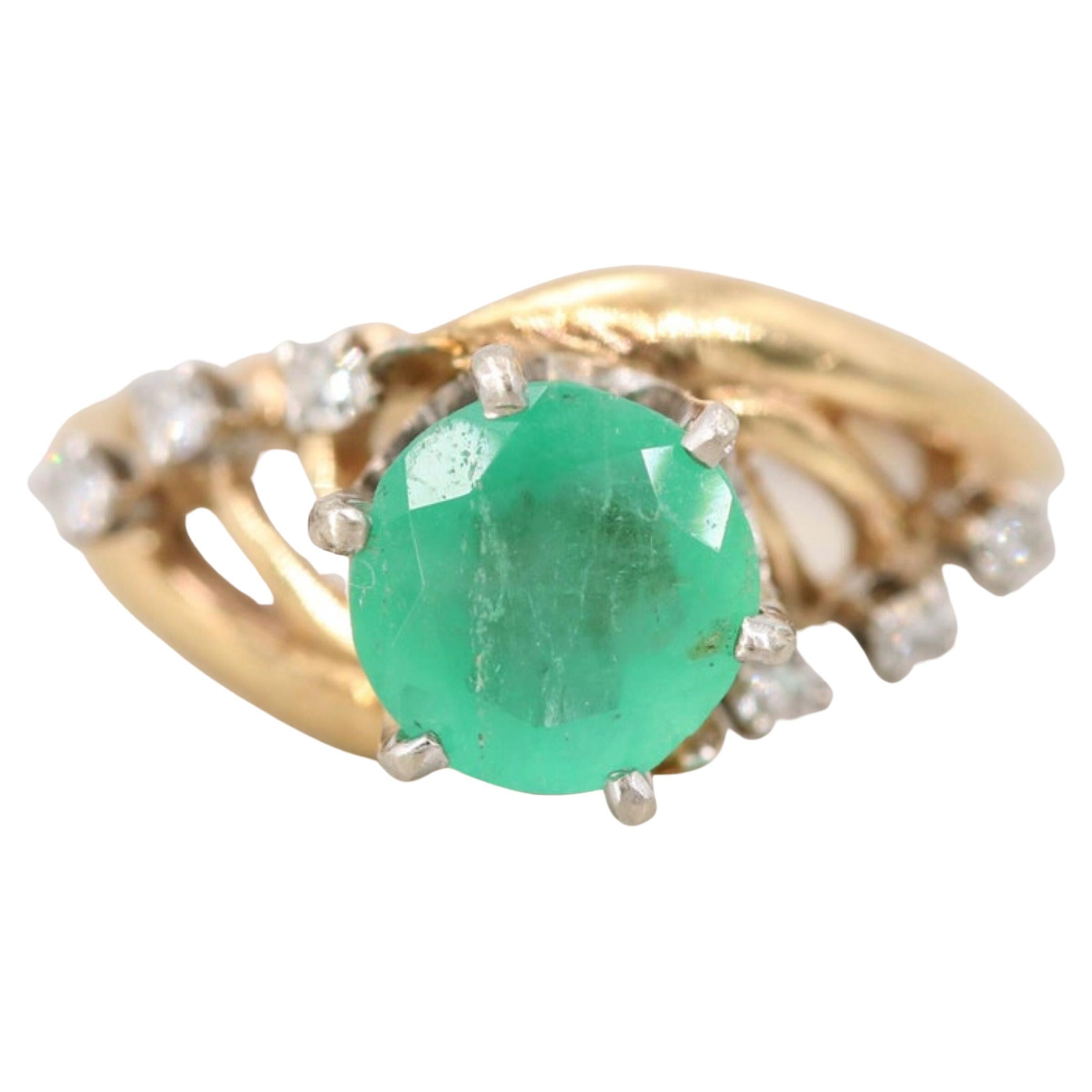 Customizable 18k Rose Gold Emerald Cut Emerald Statement Ring For Sale ...