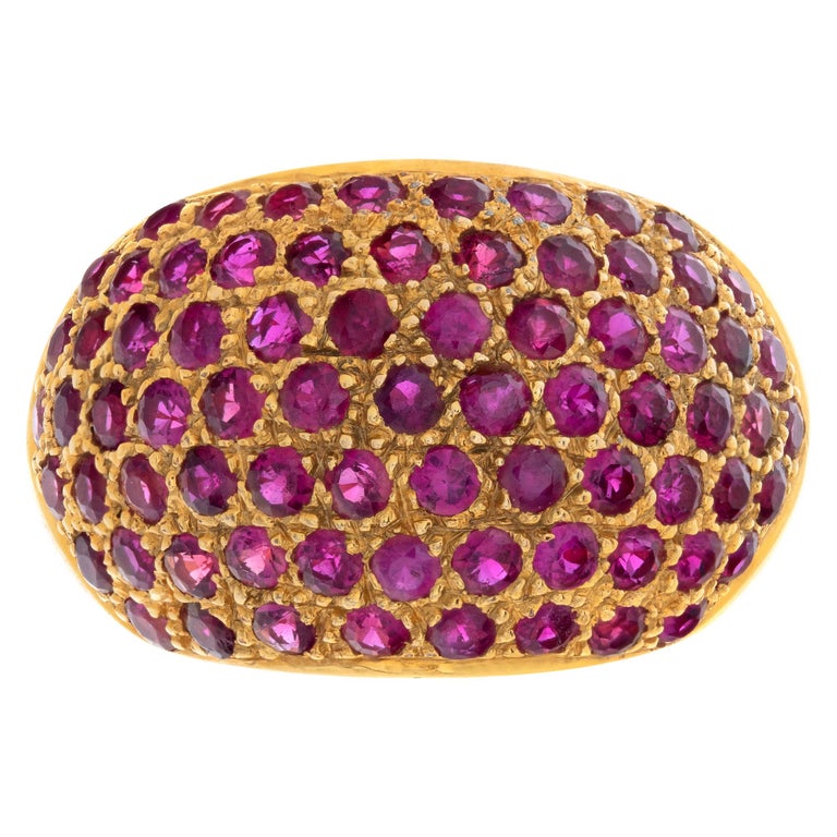 Round Brilliant Cut Rubies Set in 18k Rose Gold Ring, Total Rubies ...