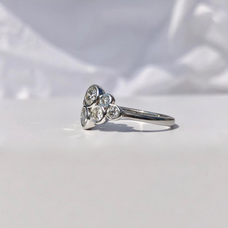 Round Brilliant Cut White Diamond Cluster 'Bubble' Ring .75ct TW 18k ...
