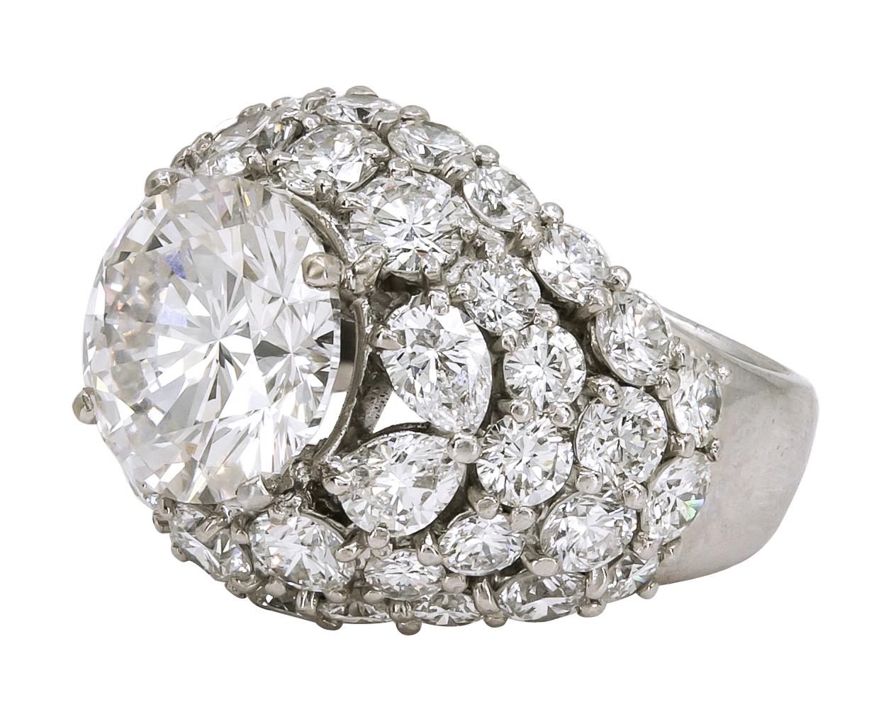 Diamond White Gold Bombe Ring For Sale at 1stDibs