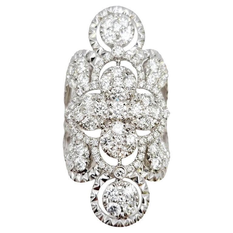 Round Brilliant Diamond Elongated Cluster Cocktail Split Shank Ring F-G ...