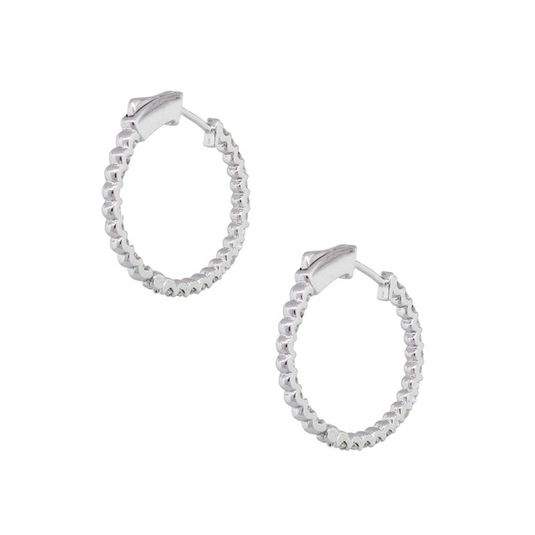 Round Brilliant Diamond In and Out Hoop Earrings For Sale at 1stDibs