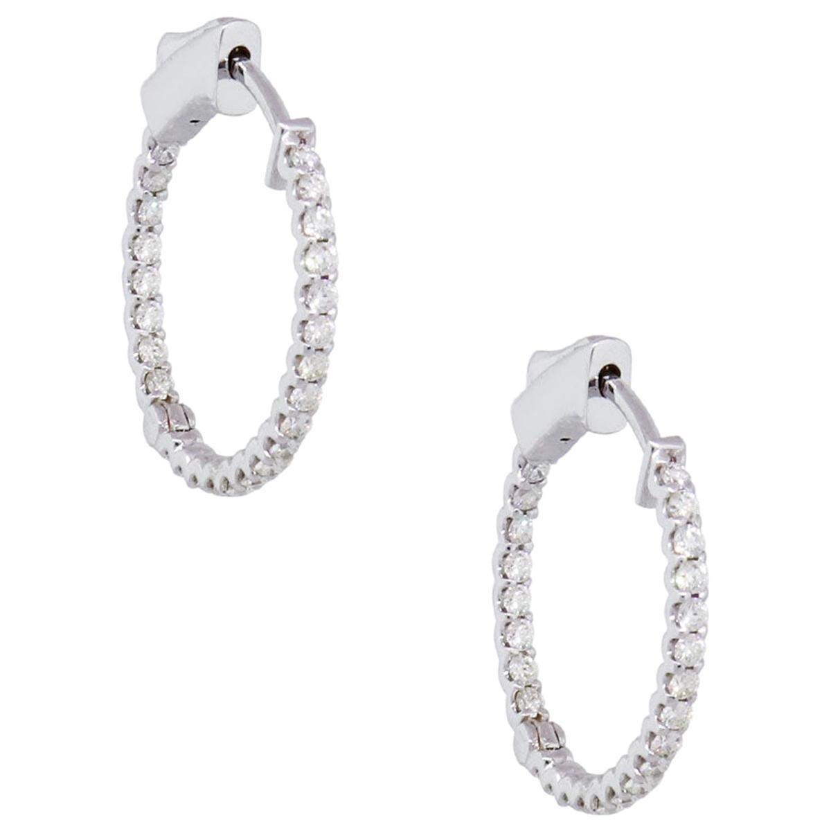 Round Brilliant Diamond In and Out Hoop Earrings For Sale (Free ...