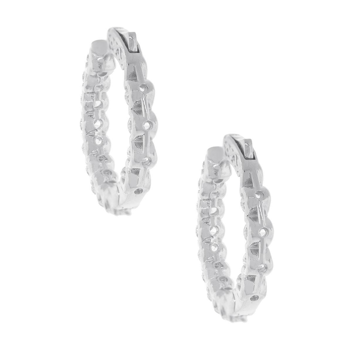 Round Brilliant Diamond Inside Out Hoops For Sale at 1stDibs
