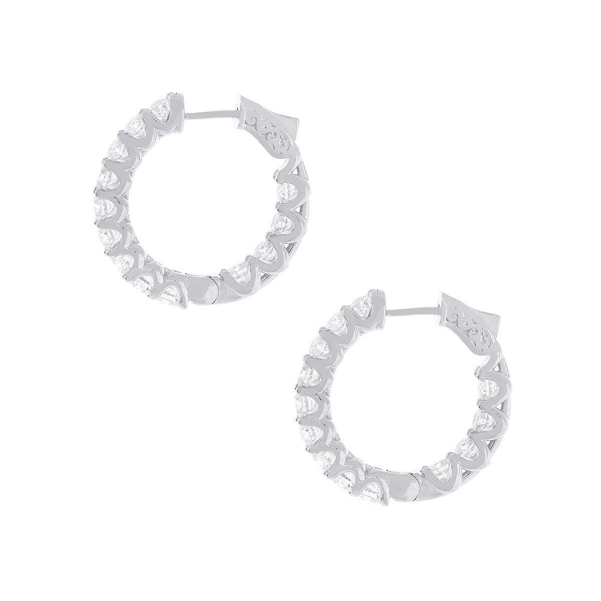 Round Brilliant Diamond Inside Out Hoops For Sale at 1stDibs