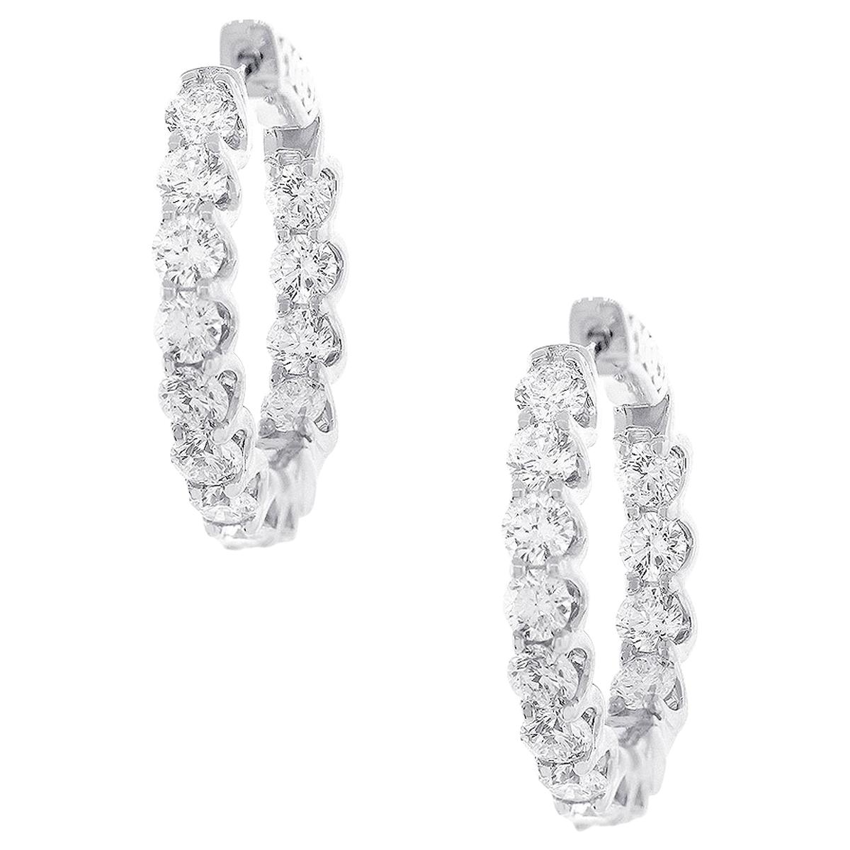 177 Carat Natural Round Brilliant Inout Diamond Hoop Earrings 14 Karat Gvs For Sale At 1stdibs