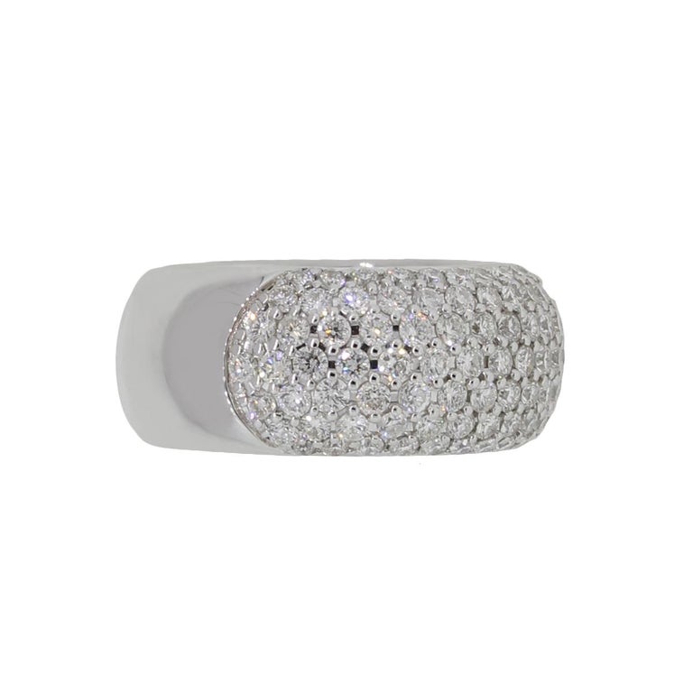 Round Brilliant Diamond Pave Wide Ring For Sale at 1stDibs