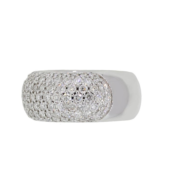 Round Brilliant Diamond Pave Wide Ring For Sale at 1stDibs