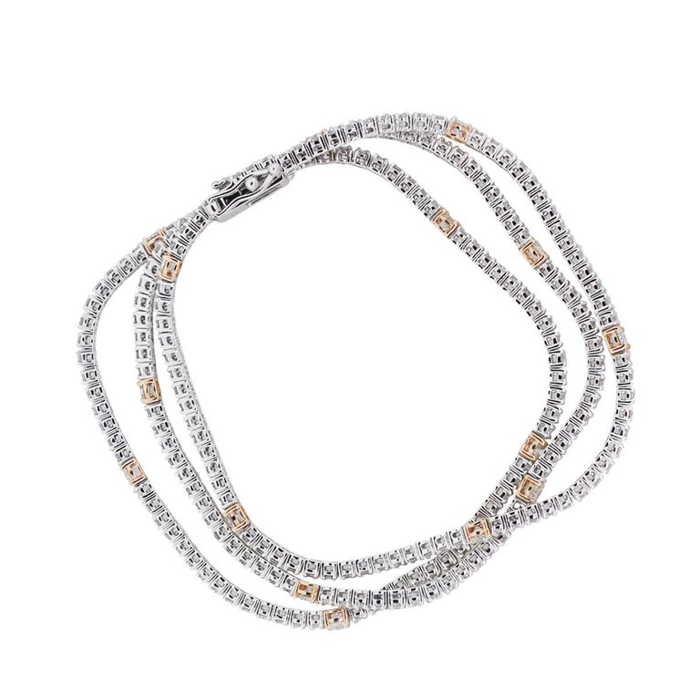 Round Brilliant Diamond Three-Row Bracelet For Sale at 1stDibs