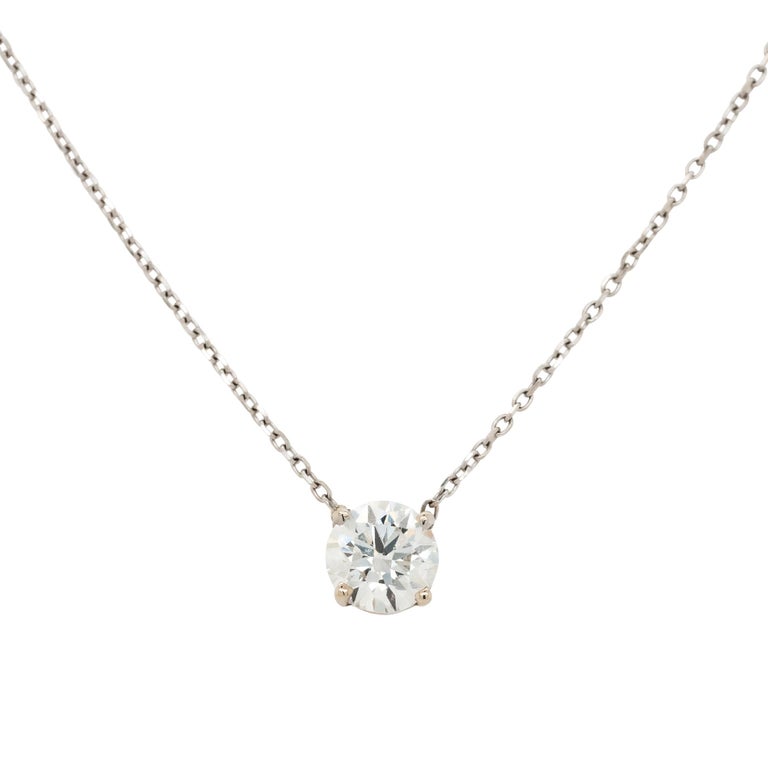 Round Brilliant GIA Diamond on White Gold Chain 14 Karat in Stock For ...