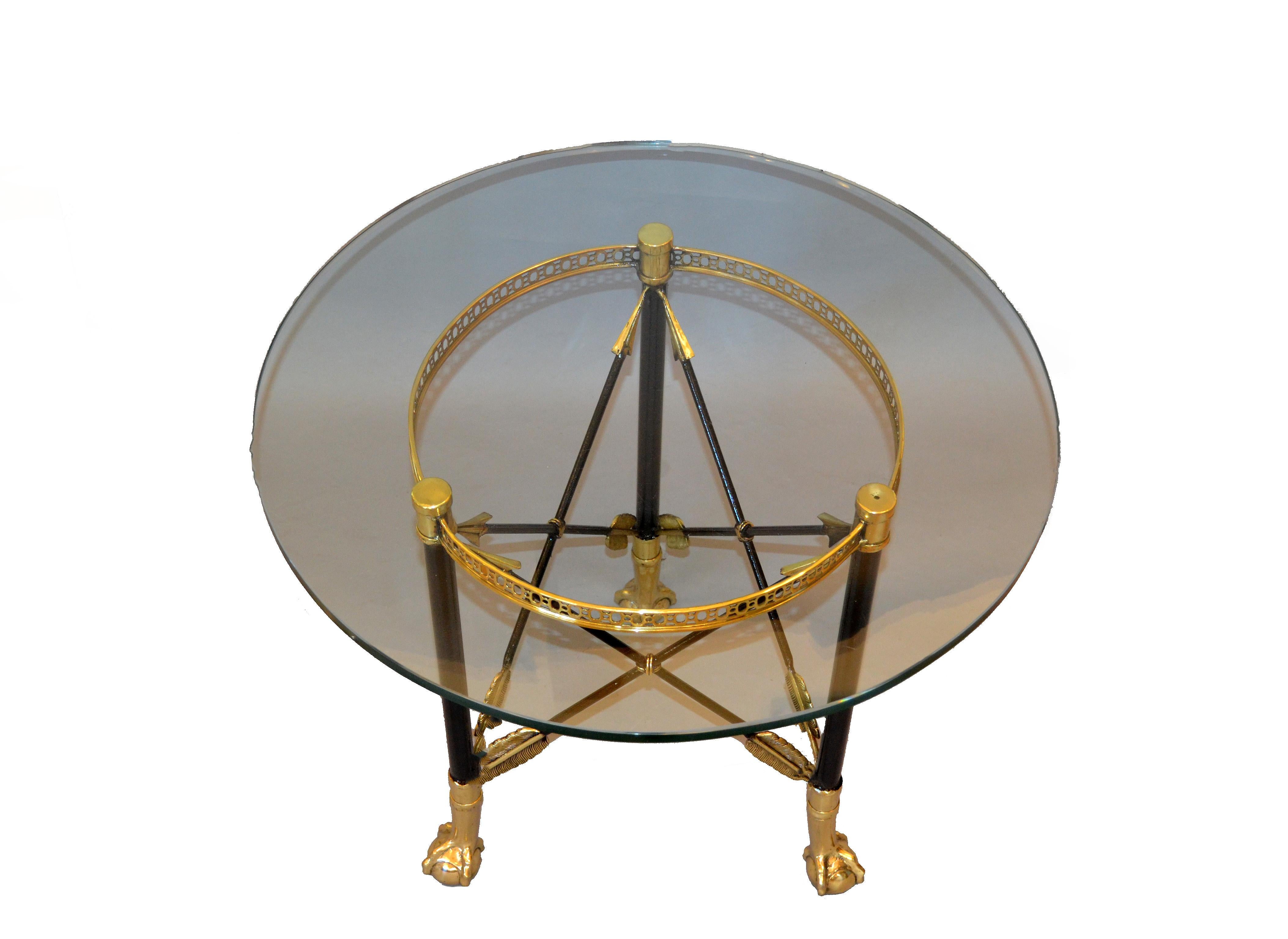 Round Bronze Glass Side Table Ball and Claw Feet For Sale at 1stDibs ...