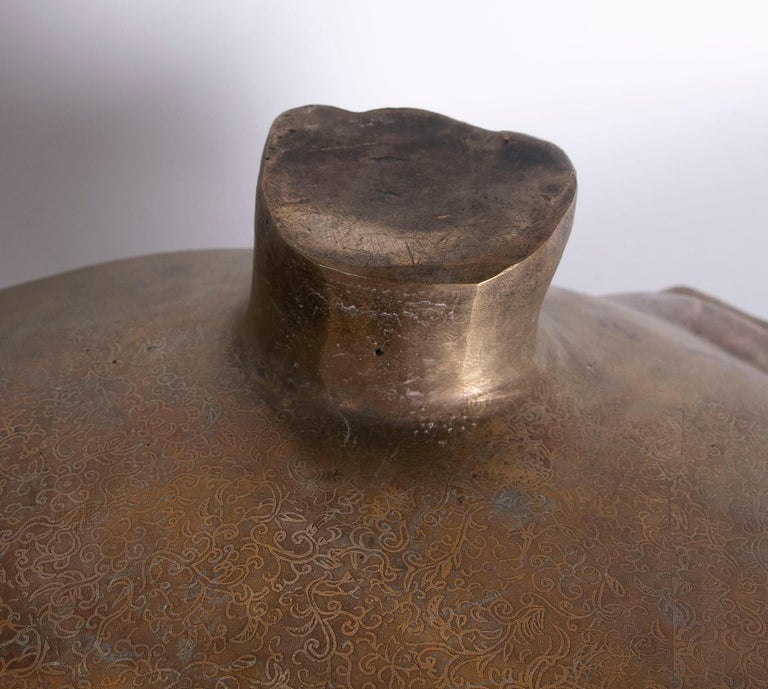 Round Bronze Vessel with Two-Sided Decoration and Foot-Shaped Feet For ...