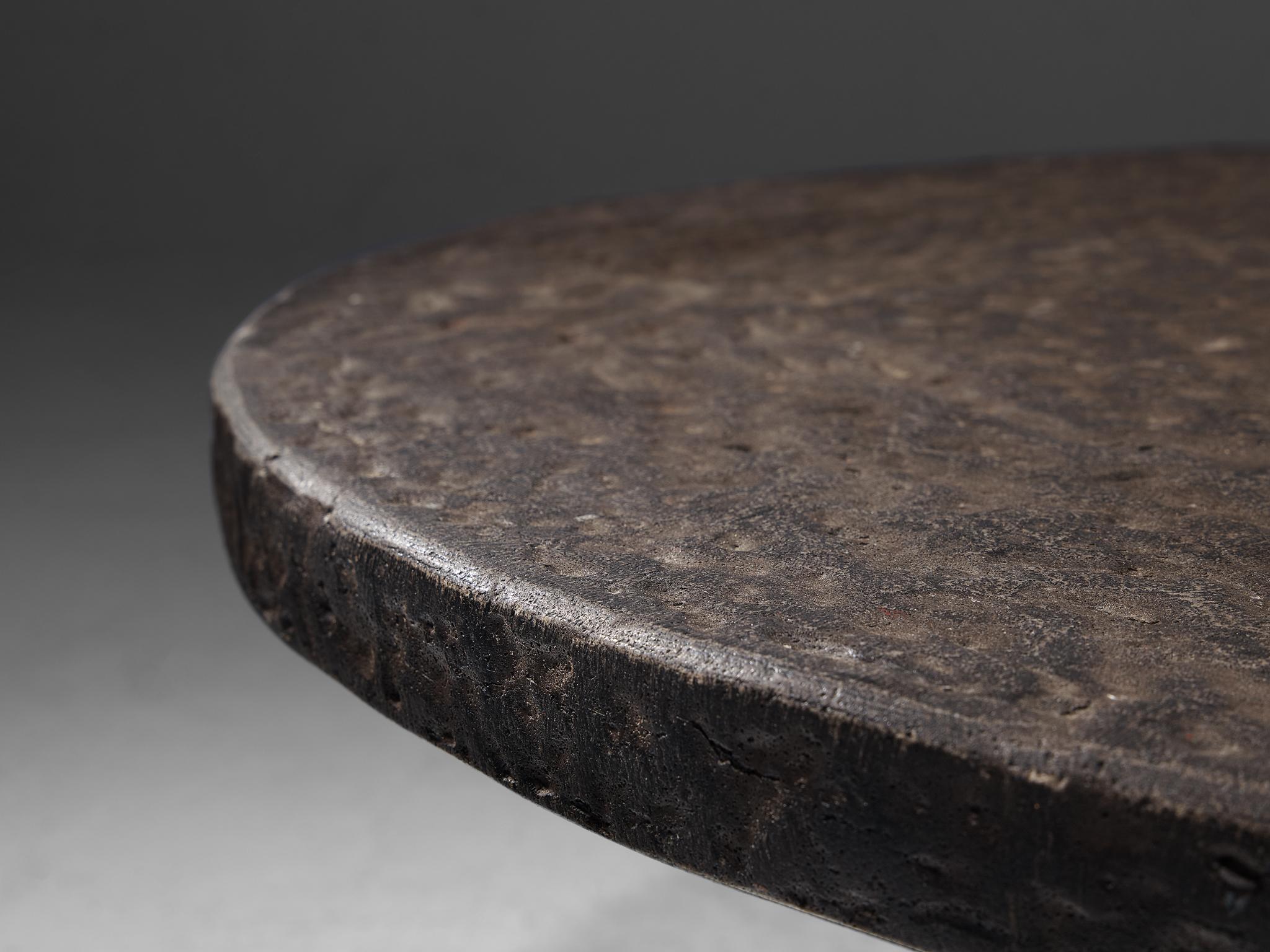 Round Brutalist Coffee Table with Stone Look For Sale at 1stDibs ...