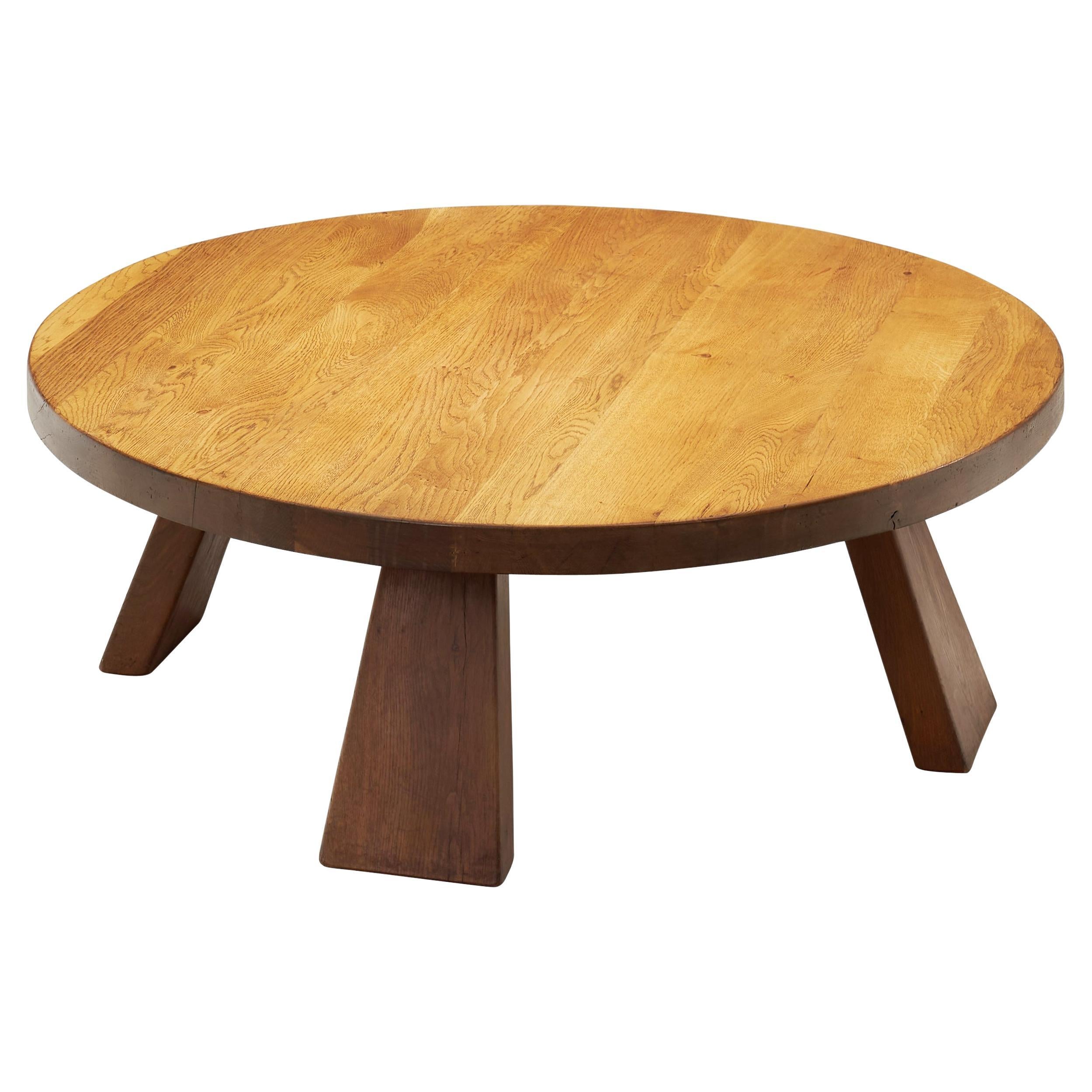Round Brutalist Oak Coffee Table, Europe Mid-20th Century For Sale at ...