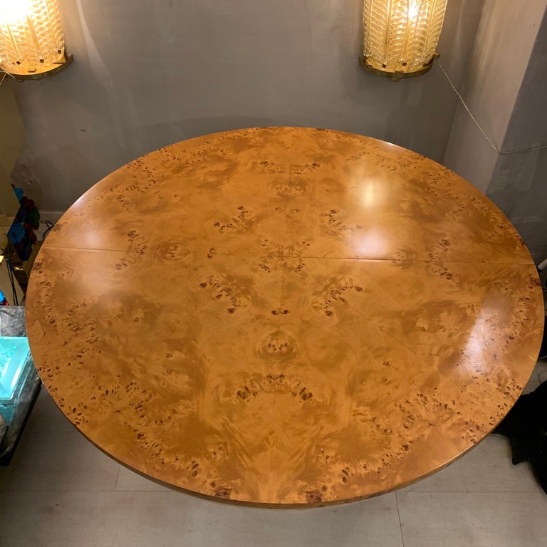 Round Burl Wood Dining Table with Central Pedestal Base by J. C. Mahey ...