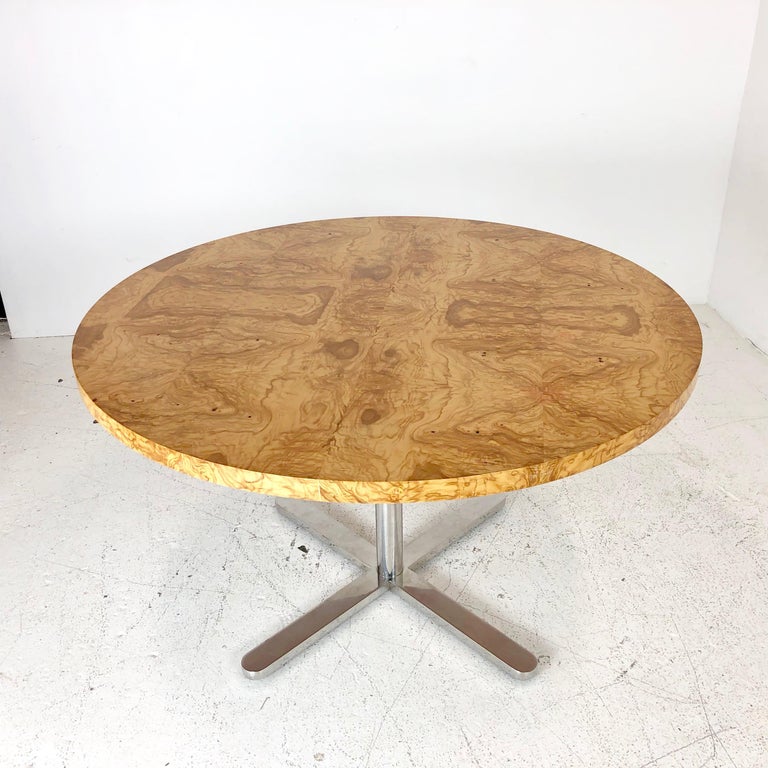 Round Burl Wood Dining Table with Star Pedestal Base in the Style of ...
