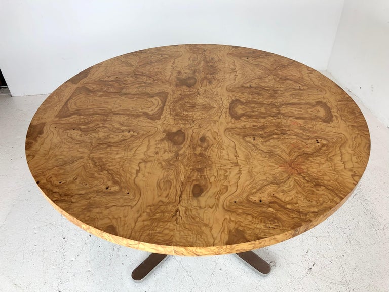 Round Burl Wood Dining Table with Star Pedestal Base in the Style of ...