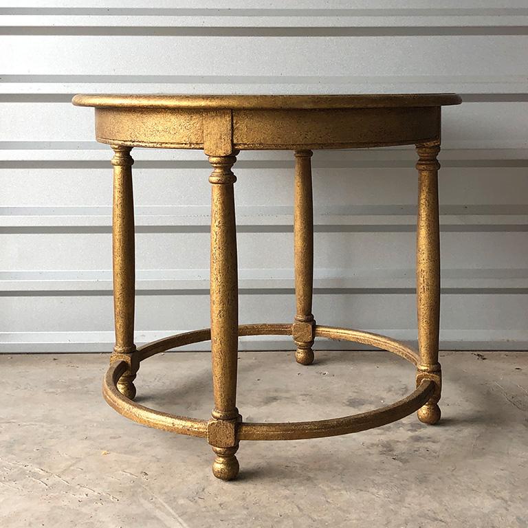 Round Carved Oak Gilt Side or Occasional Tables by Minton-Spidell A ...