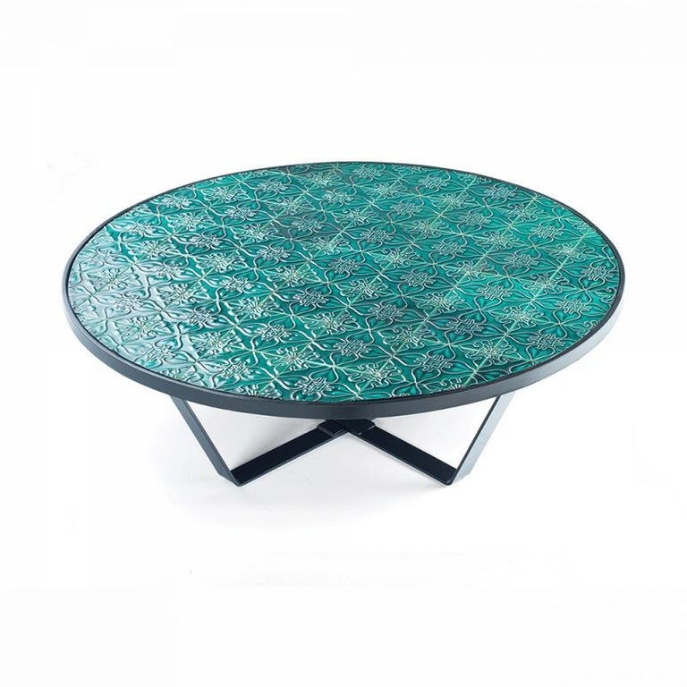 Handmade Colorful Yellow Tiles Table top Round Centre Table Caldas for ...