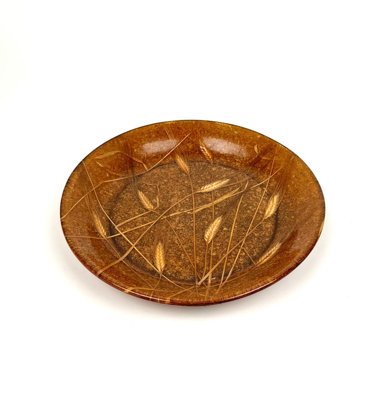 Round Centerpiece Plate in Acrylic with Ears of Wheat Inclusions, Italy ...