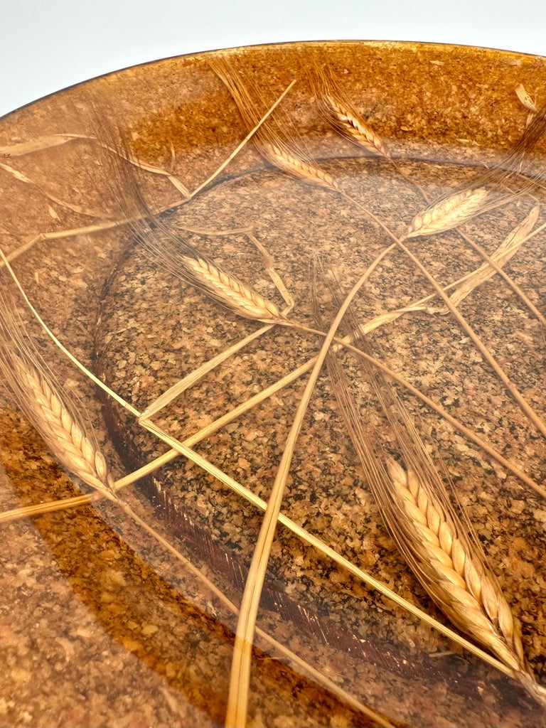 Round Centerpiece Plate in Acrylic with Ears of Wheat Inclusions, Italy ...