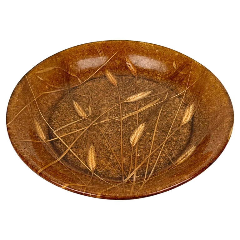 Round Centerpiece Plate in Acrylic with Ears of Wheat Inclusions, Italy ...