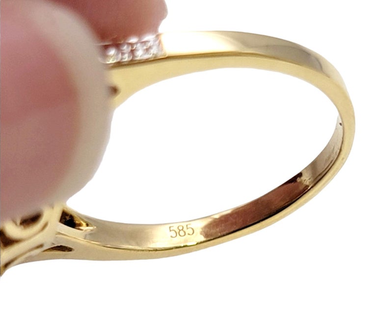 Round Checkerboard Cut Green Prasiolite and Diamond Ring in 14 Karat ...