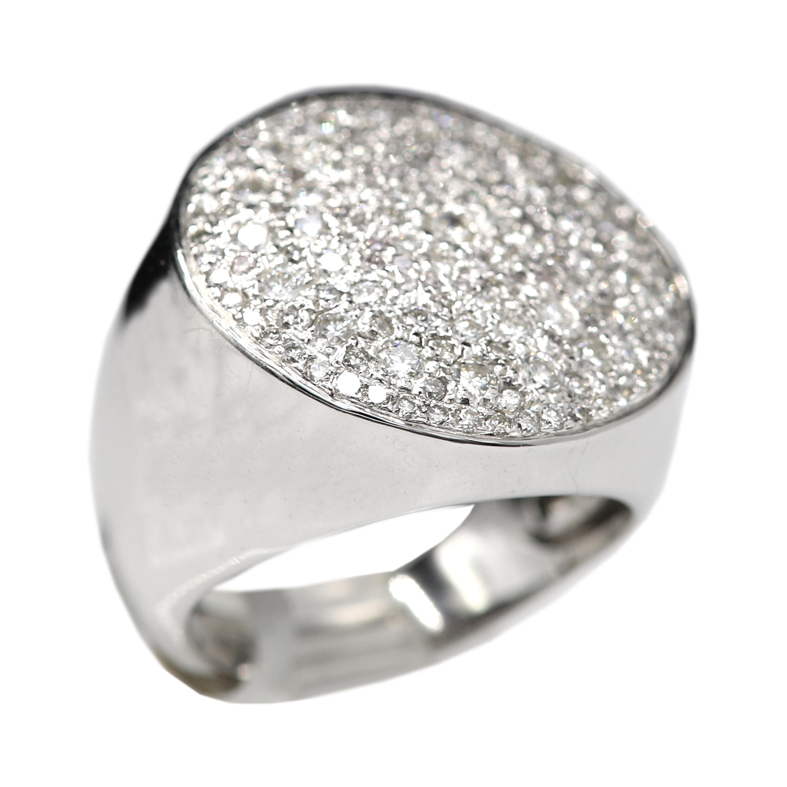 Round Cluster 18 Karat White Gold Large Diamond Cluster Cocktail Ring ...