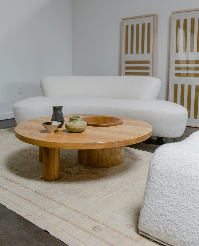 Round Coffee Table in Solid Oak For Sale at 1stDibs