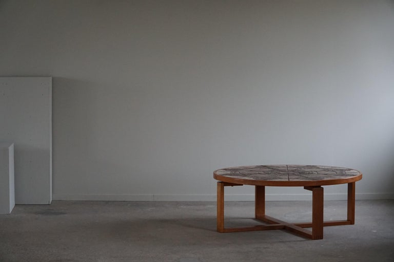 Round Coffee Table in Teak and Ceramic Tiles, Ox Art by Trioh, 1970s in ...