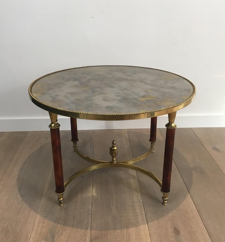 Round Coffee Table Made of Rare Red Lucite Legs at 1stDibs