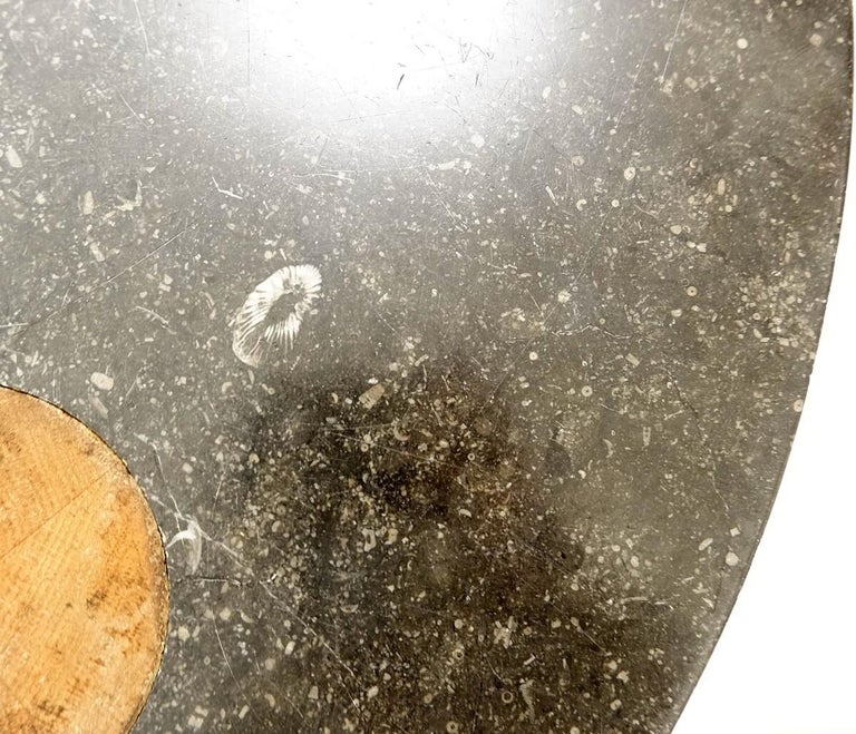 Round Coffee Table with Blue Stone Top and Wooden Legs, Ø 80 at 1stDibs