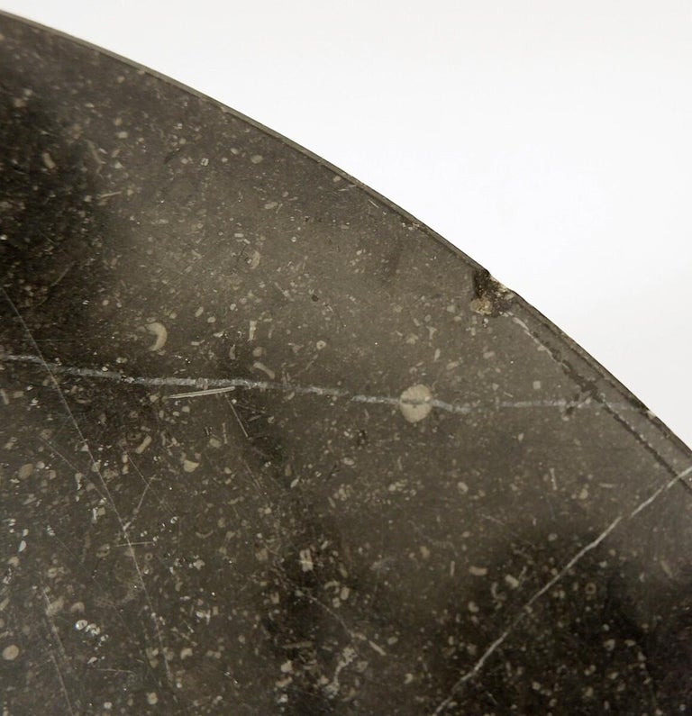 Round Coffee Table with Blue Stone Top and Wooden Legs, Ø 80 at 1stDibs