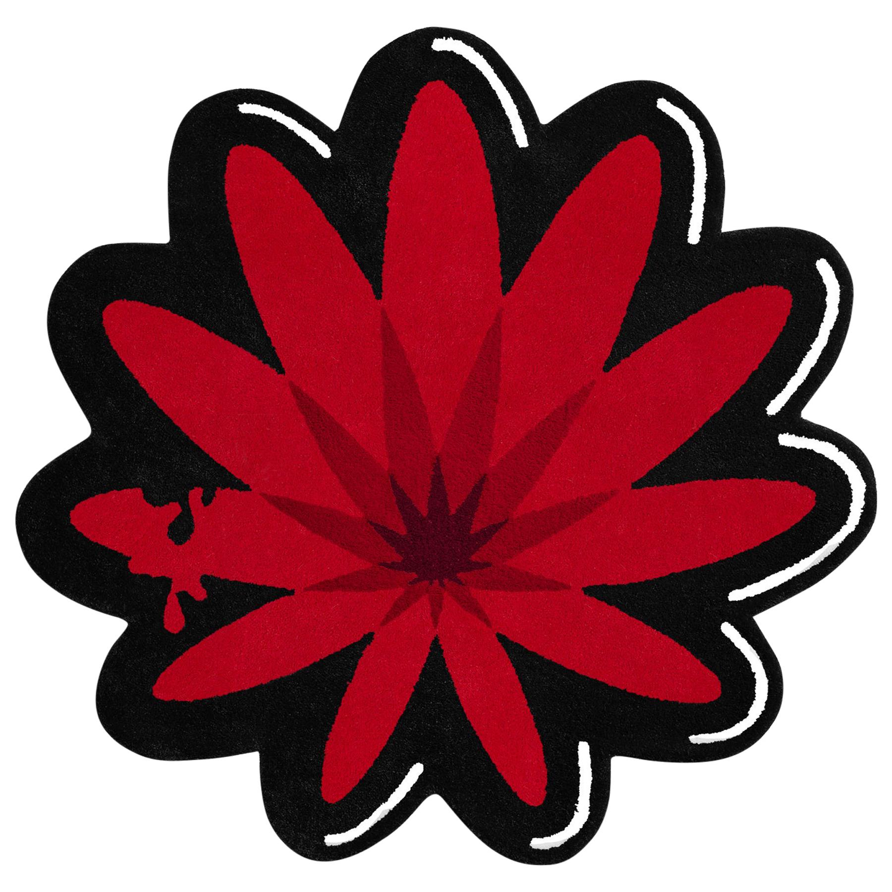 Round Blue, White and Red Flower Rug from Graffiti Collection by Paulo ...