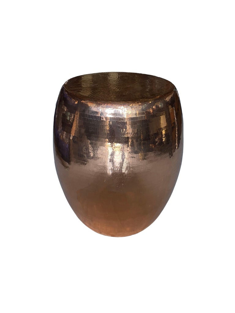 Round Copper Side Table with Hammered Detailing For Sale at 1stDibs