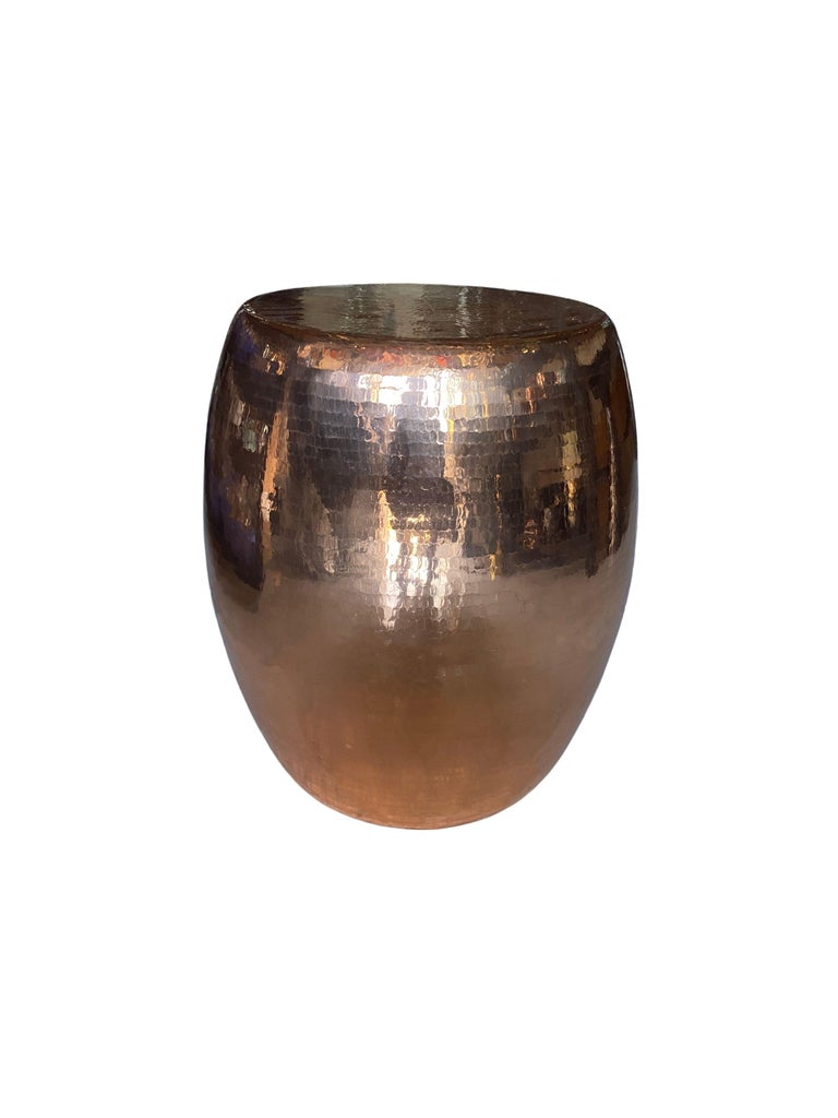Round Copper Side Table with Hammered Detailing For Sale at 1stDibs