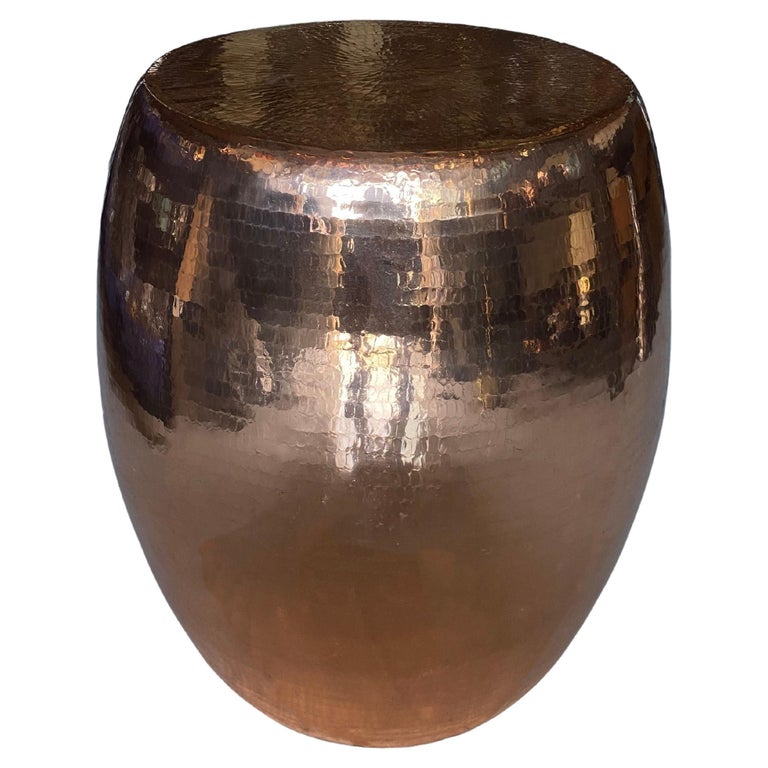 Round Copper Side Table with Hammered Detailing For Sale at 1stDibs