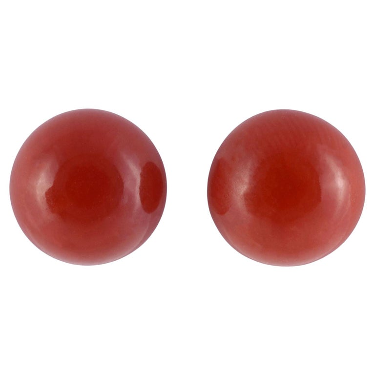 Round Coral Stud Earrings For Sale at 1stDibs