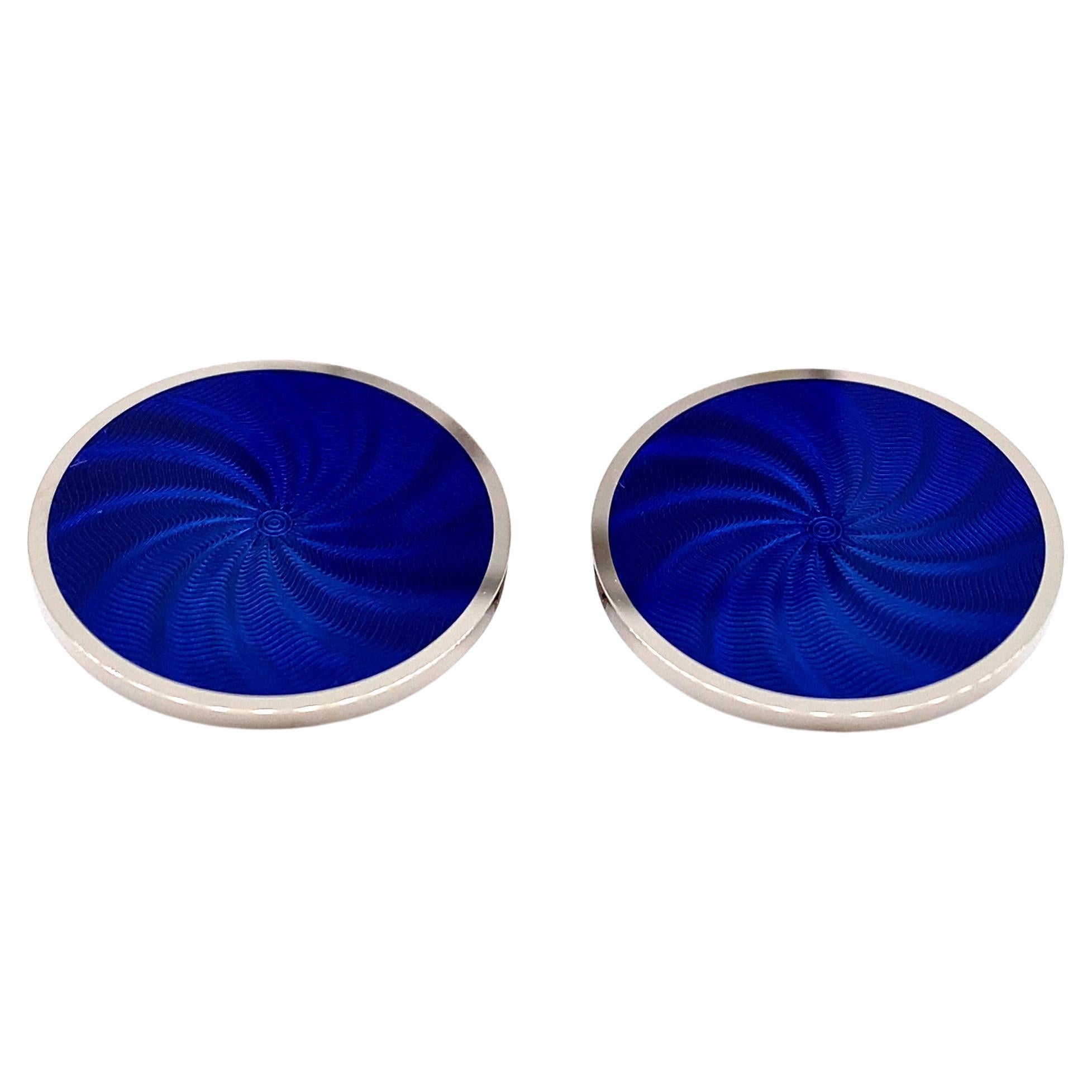 Round Cufflinks 18k Yellow Gold Raspberry Red Guilloche Enamel 2 ...