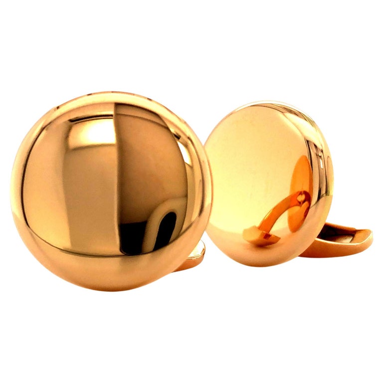 Round Cufflinks Slightly Domed, 18k High Polish Rose Gold For Sale at ...