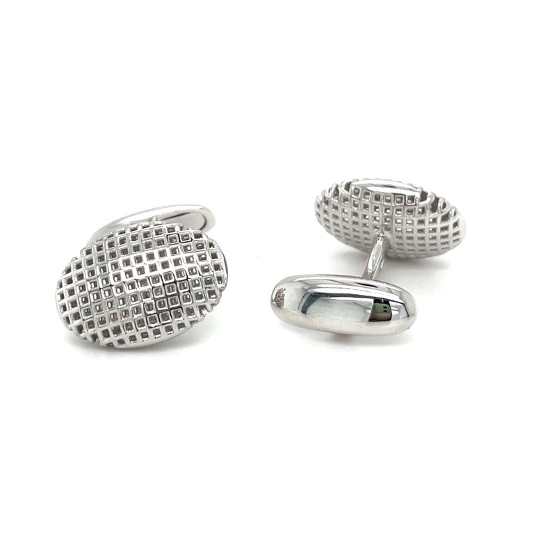 Round Cufflinks White Gold For Sale at 1stDibs