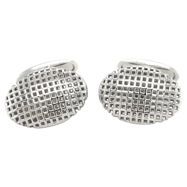 Round Cufflinks White Gold For Sale at 1stDibs