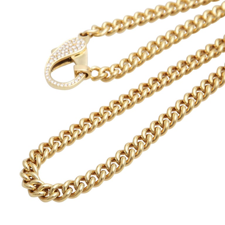 Round Curb Chain, Carabiner with Diamonds Total Approx. 1.5 Ct W-LGW ...