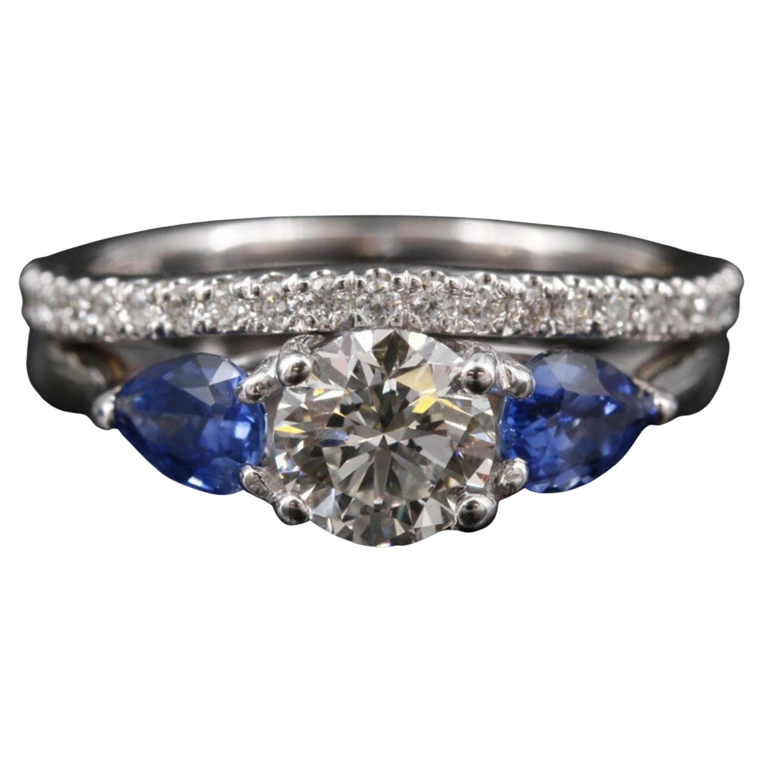 Three-Stone Round Brilliant Cut Diamond Engagement Ring at 1stDibs | 3 ...