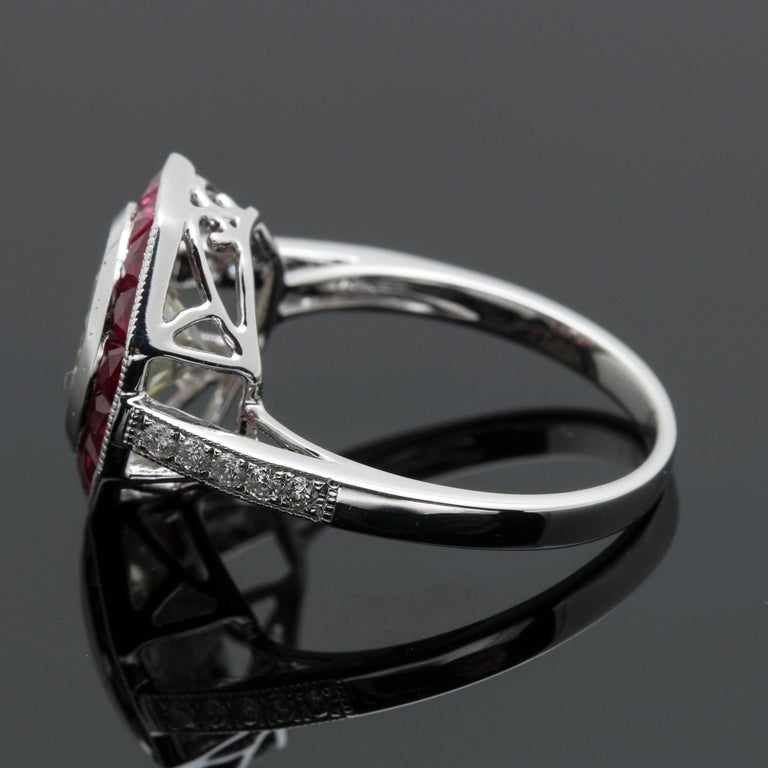 Customizable Round Cut Diamond Engagement Ring Victorian Halo Ruby ...