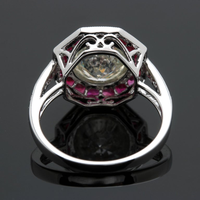 Customizable Round Cut Diamond Engagement Ring Victorian Halo Ruby ...