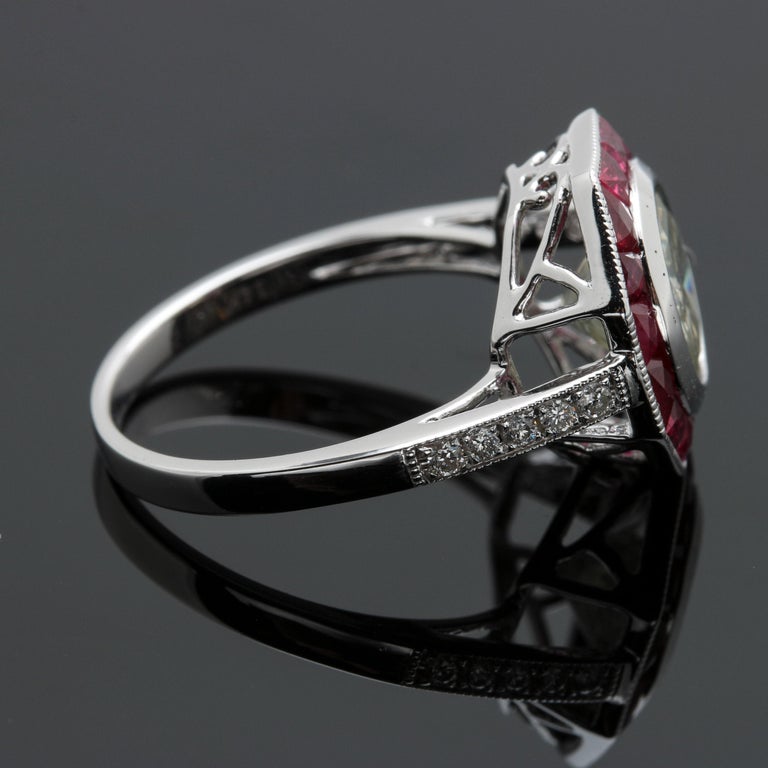 Customizable Round Cut Diamond Engagement Ring Victorian Halo Ruby ...